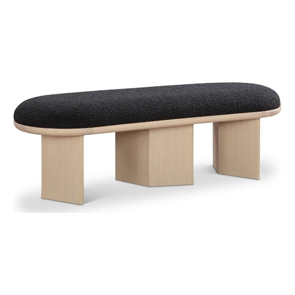 Meridian Furniture Wilshire Black Boucle Fabric Bench - Walmart.com