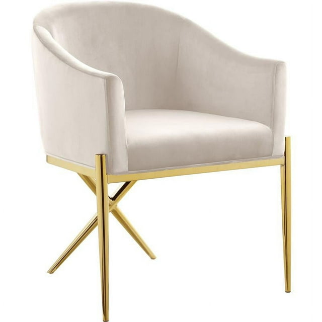 Meridian Furniture Xavier Cream Velvet Dining Chair with Gold 'X' Leg Design - Walmart.com