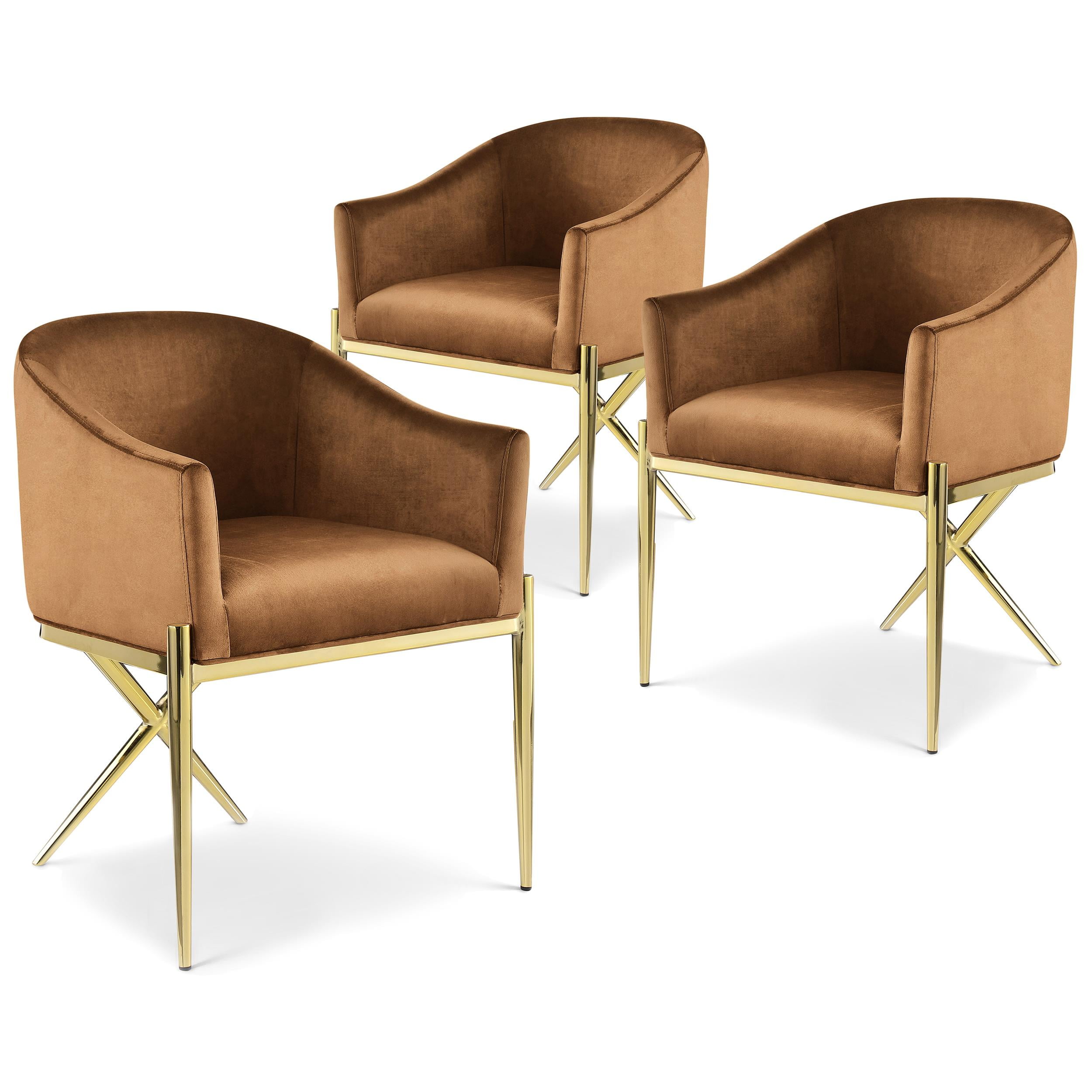 Meridian Furniture Xavier Saddle Velvet Dining Chair (Set of 3) - Walmart.com