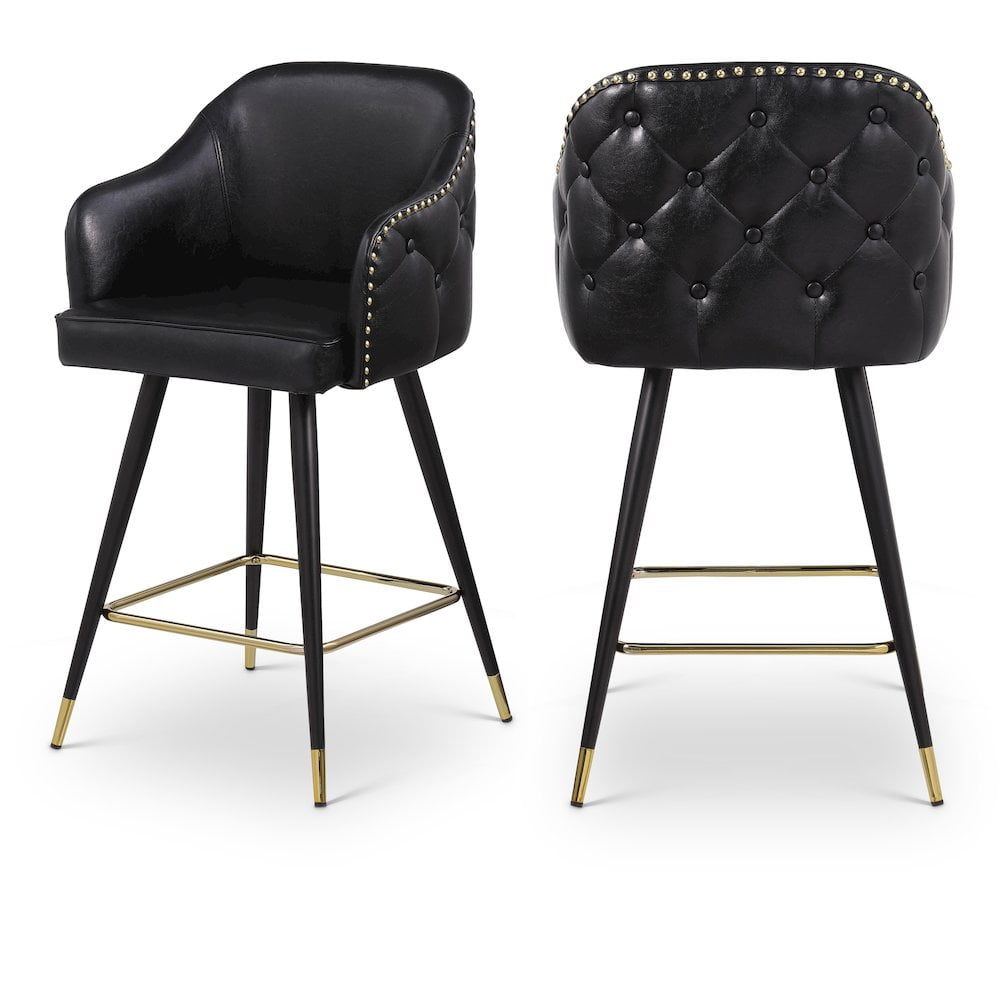Meridian Furniture bosa Black Vegan Leather Counter Stool (Set of 2 ...