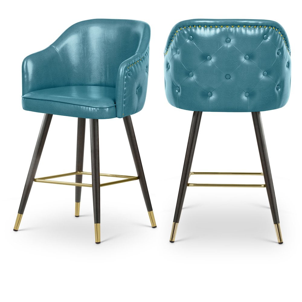 Meridian Furniture bosa Soft Blue Vegan Leather Counter Stool (Set of 2 ...