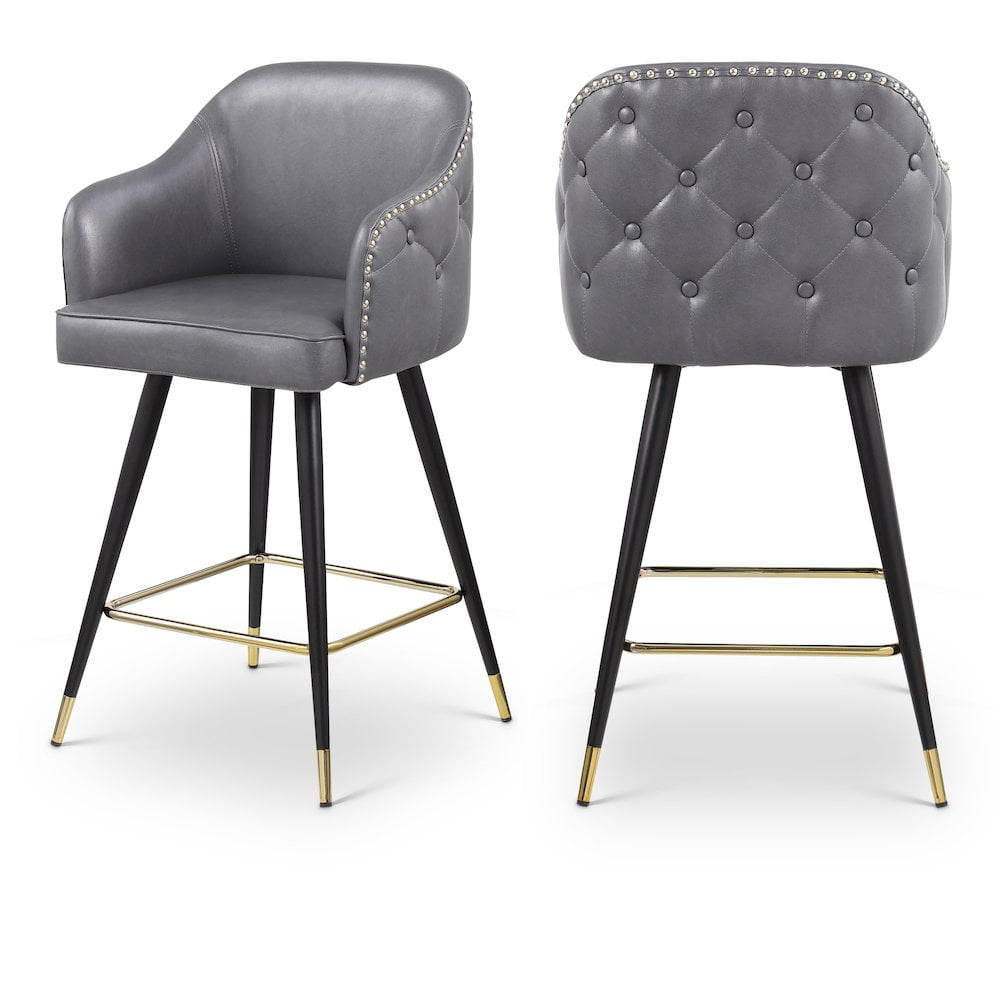 Meridian Furniture bosa Soft Gray Vegan Leather Counter Stool (Set of 2 ...