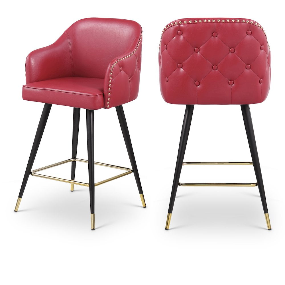 Meridian Furniture bosa Soft Red Vegan Leather Counter Stool (Set of 2 ...