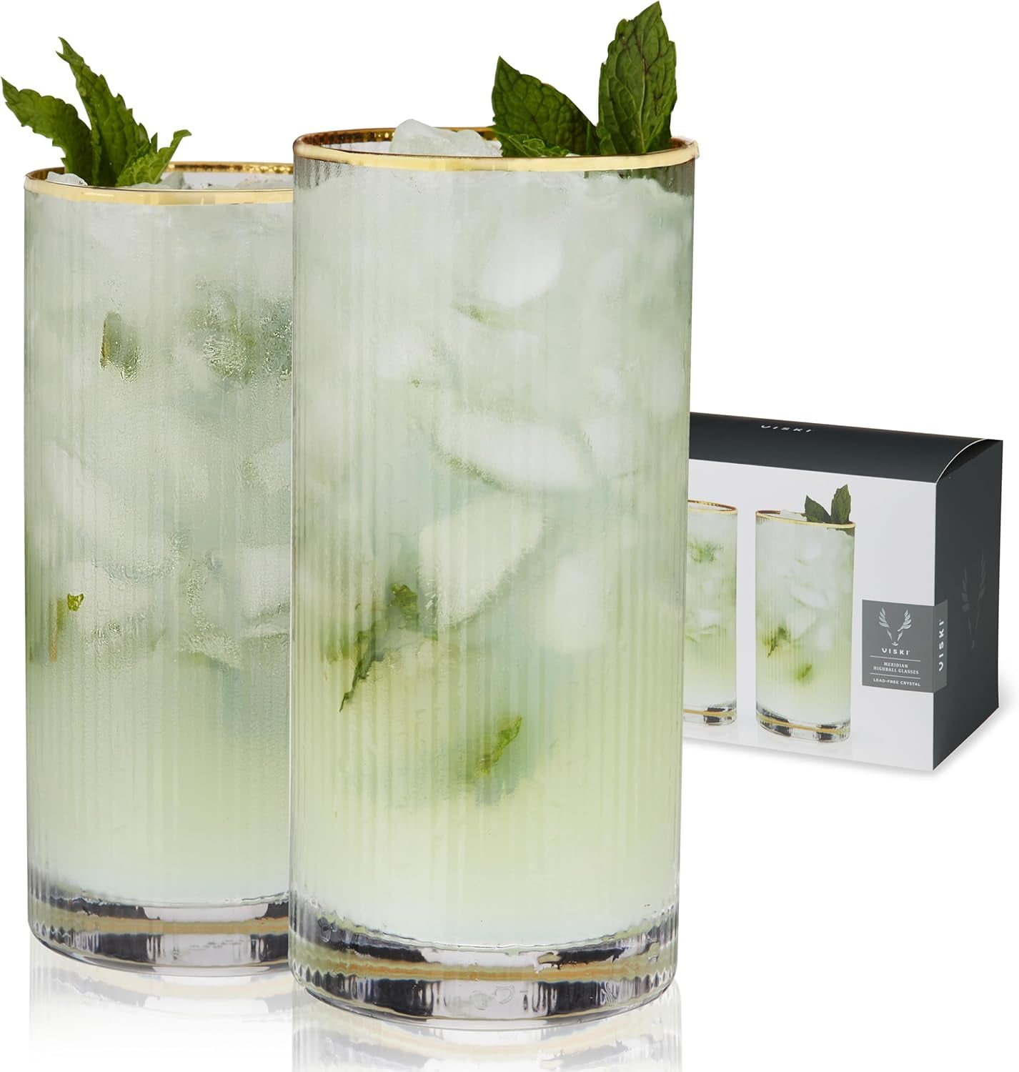 Meridian Highball Glasses Set of 2 - Vintage Drinking Glass, Art Deco ...