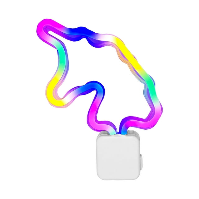 Meridian LED Multi-Color Neon Unicorn Night Light, 3 Modes, 6.5in ...