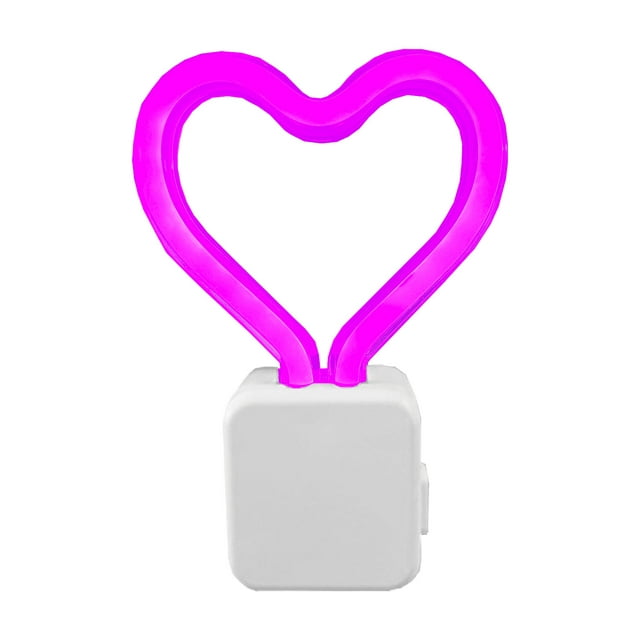Meridian LED Pink Neon Heart Night Light, 3 Modes, 4.75in by 3.25in ...