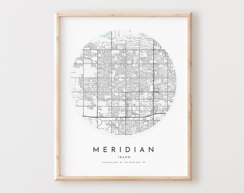 Meridian Map Print, Meridian Map Poster City Wall Art, Id Road Map ...