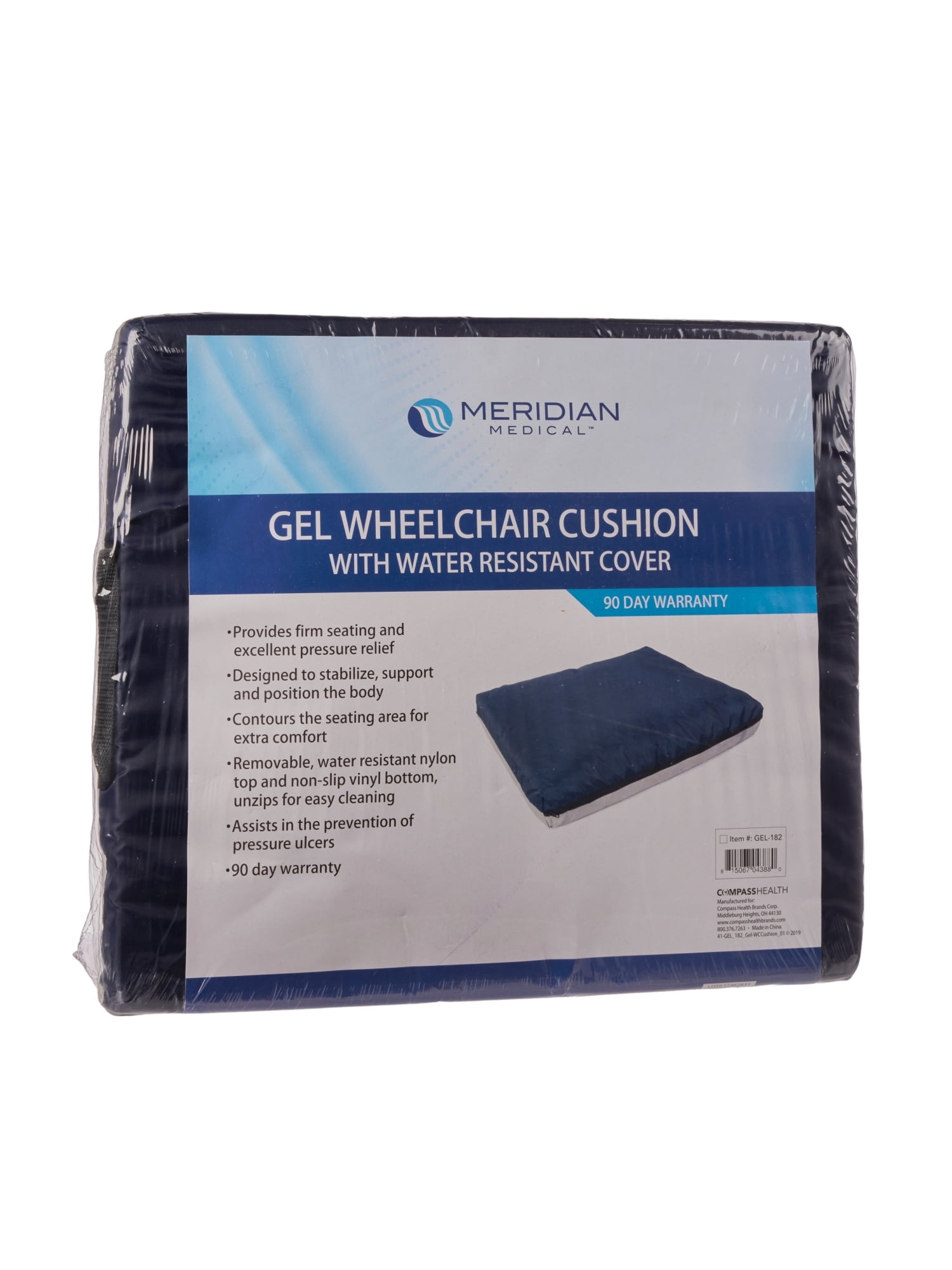 Meridian Medical Gel Wheelchair Seat Cushion, Comfortable, Waterproof ...