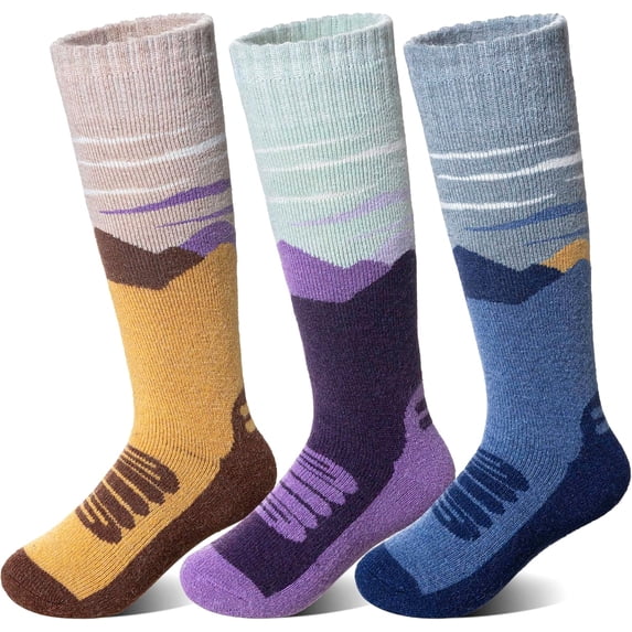 Merino Ski Socks Boys Girls Thermal Warm Boot Thick Winter 3 Pairs Cozy ...