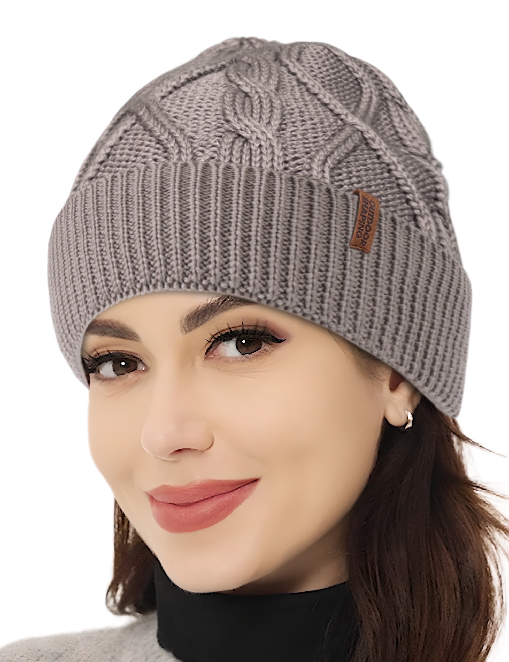 Merino Wool Beanie, Unisex Cable Knit Hat, Daily Rib Cuff Beanie, Warm ...