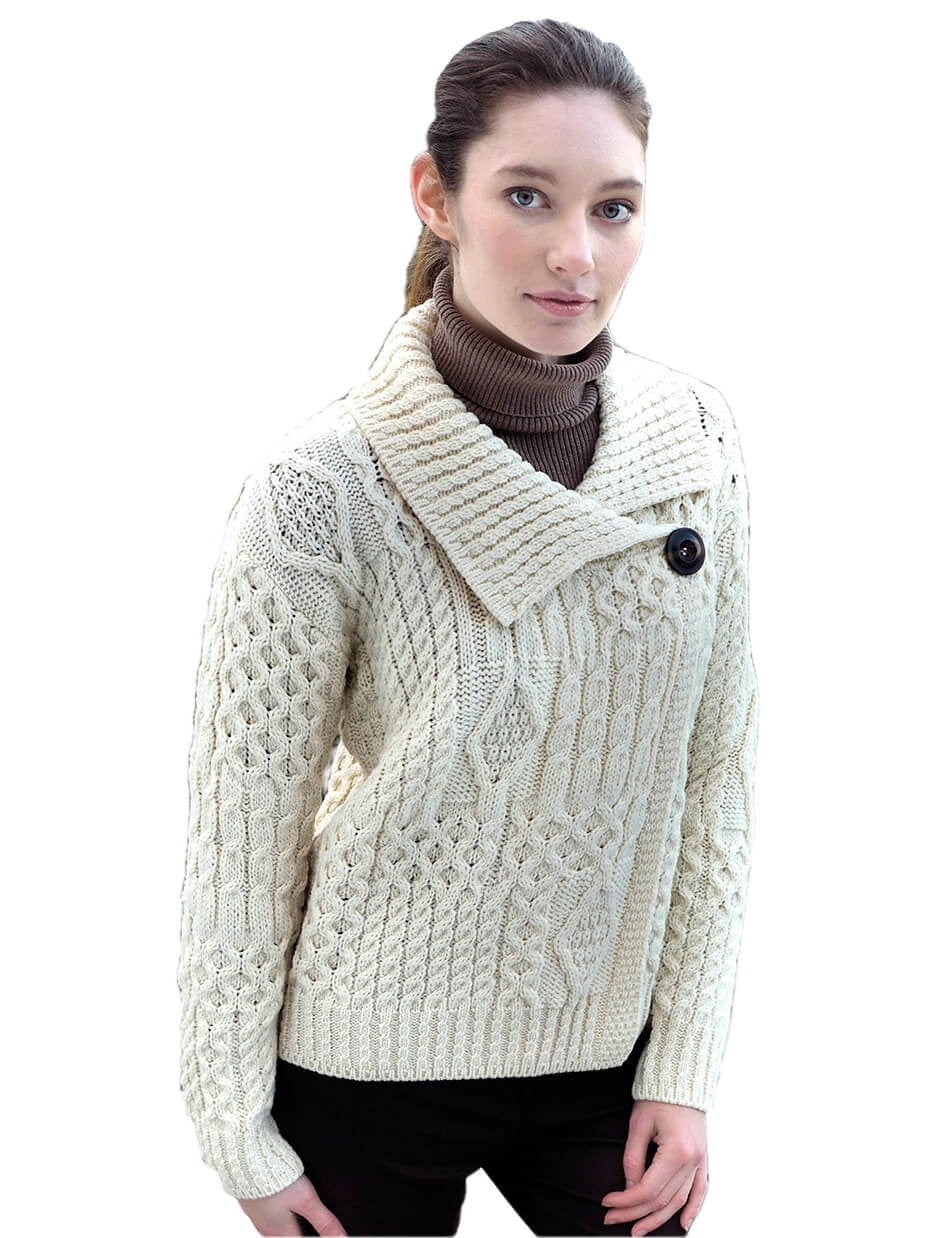 Merino Wool Cardigan for Women Made By Aran Woollen Mills - Walmart.com