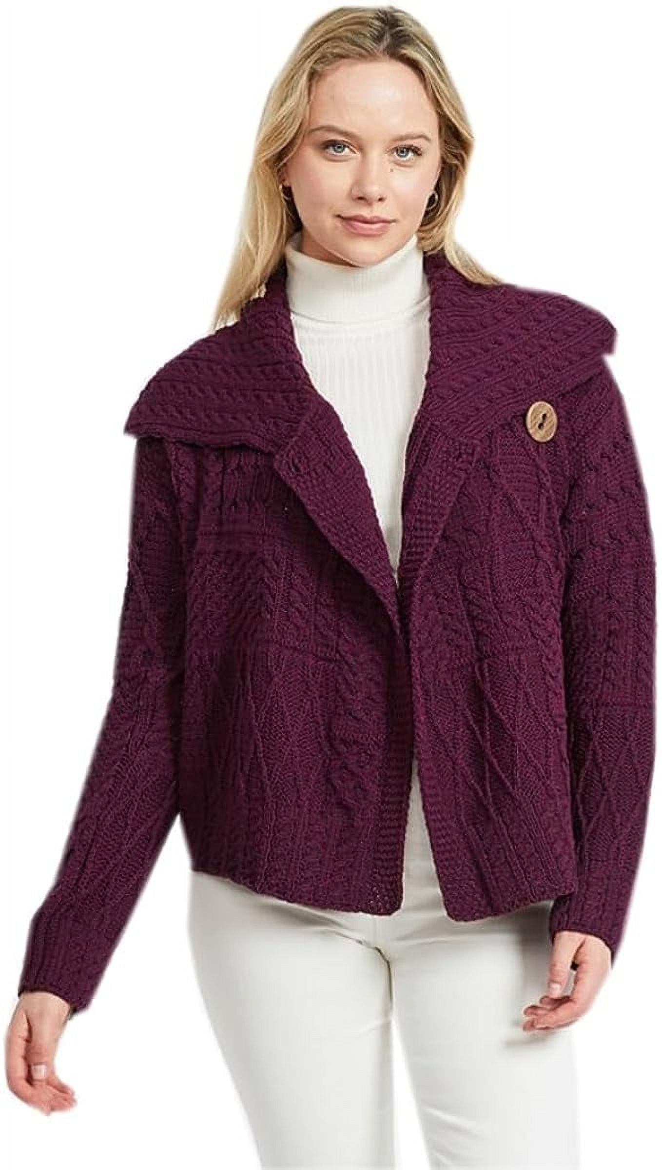 Merino Wool Cardigan for Women Made By Aran Woollen Mills - Walmart.com