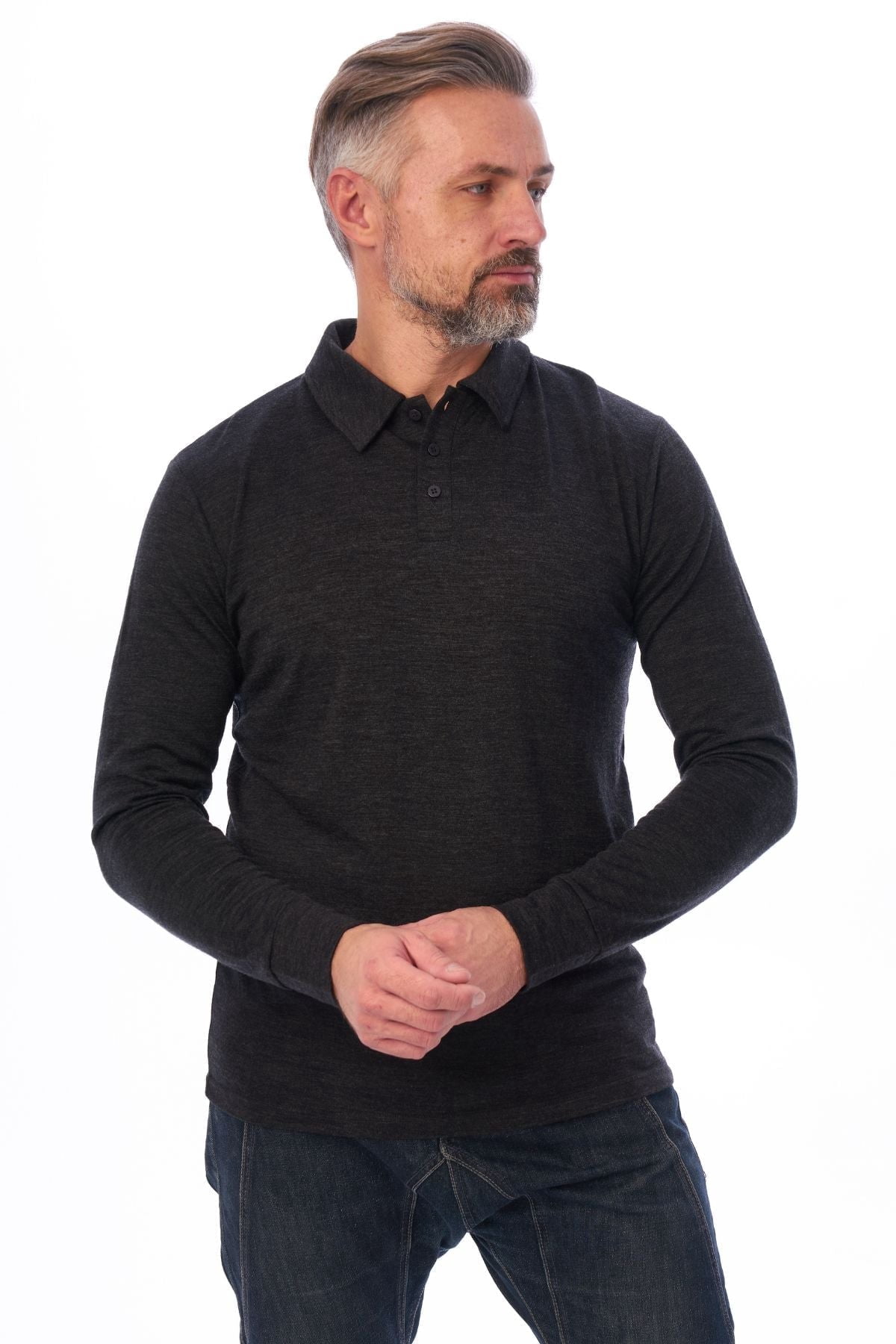 𝗕𝗥𝗘𝗔𝗧𝗛𝗔𝗕𝗟𝗘 Merino.tech Men’s Long Sleeve Polo Shirt - Merino Wool ...