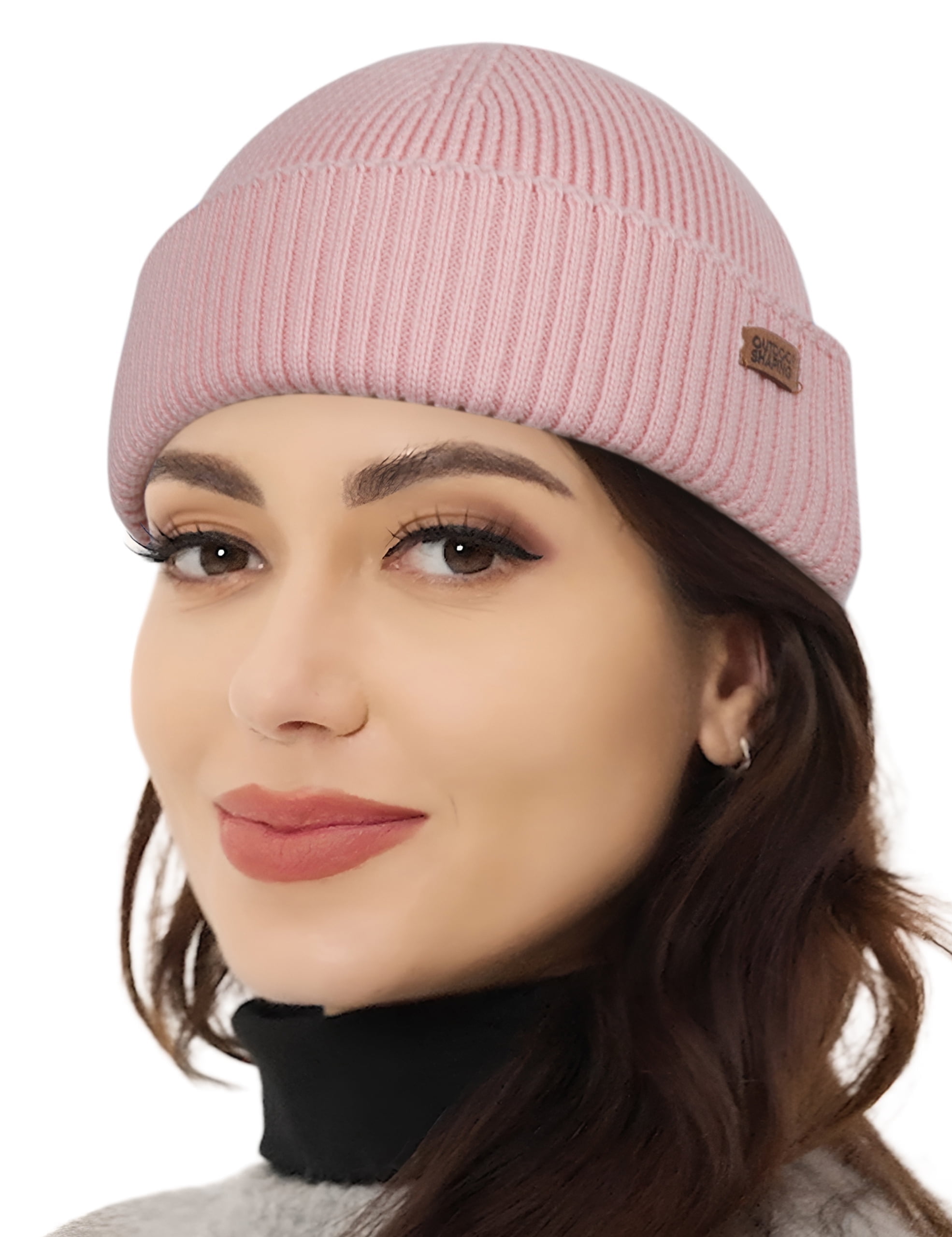 Merino Wool Short Fisherman Beanies for Men Women, Knit Cuff Trawler ...