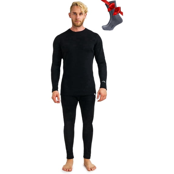 Merino.tech Men’s Base Layer Set - 𝗧𝗵𝗲𝗿𝗺𝗮𝗹 Merino Wool Top and Bottom ...