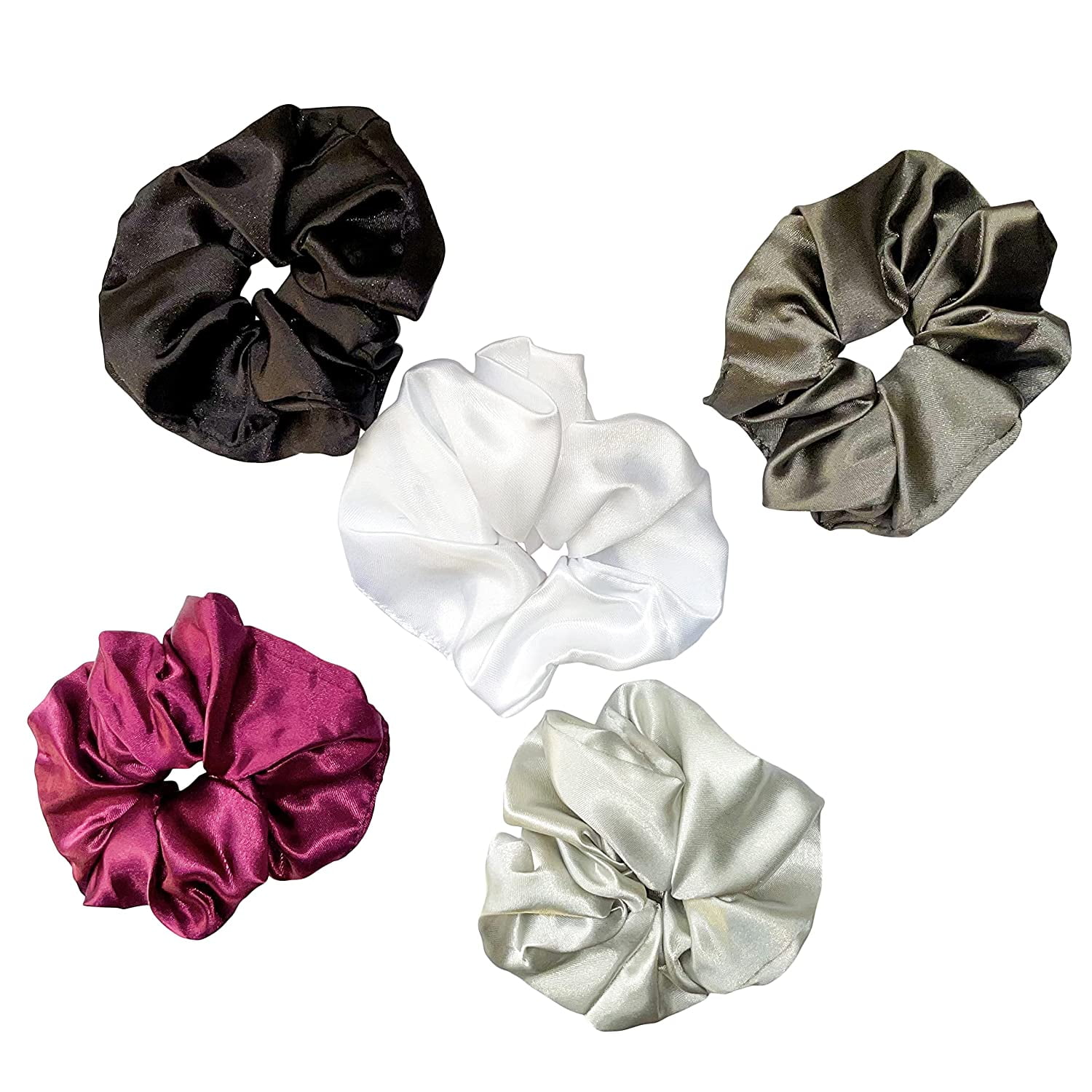 Merise Silk Satin Scrunchies Ponytail Holders For Women/Girls SAME 5 ...