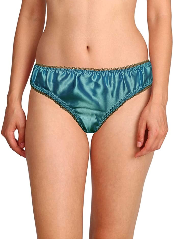 Merise Womens Sexy Silk Satin Bikini With Different Types Of Color & Lace Combination ! (Dark ...