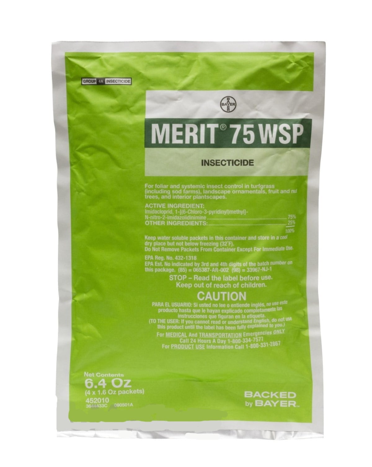 Envu Merit 75 WSP Liquid Insecticide Concentrate - 1 Envelope (4 x 1.6 ...