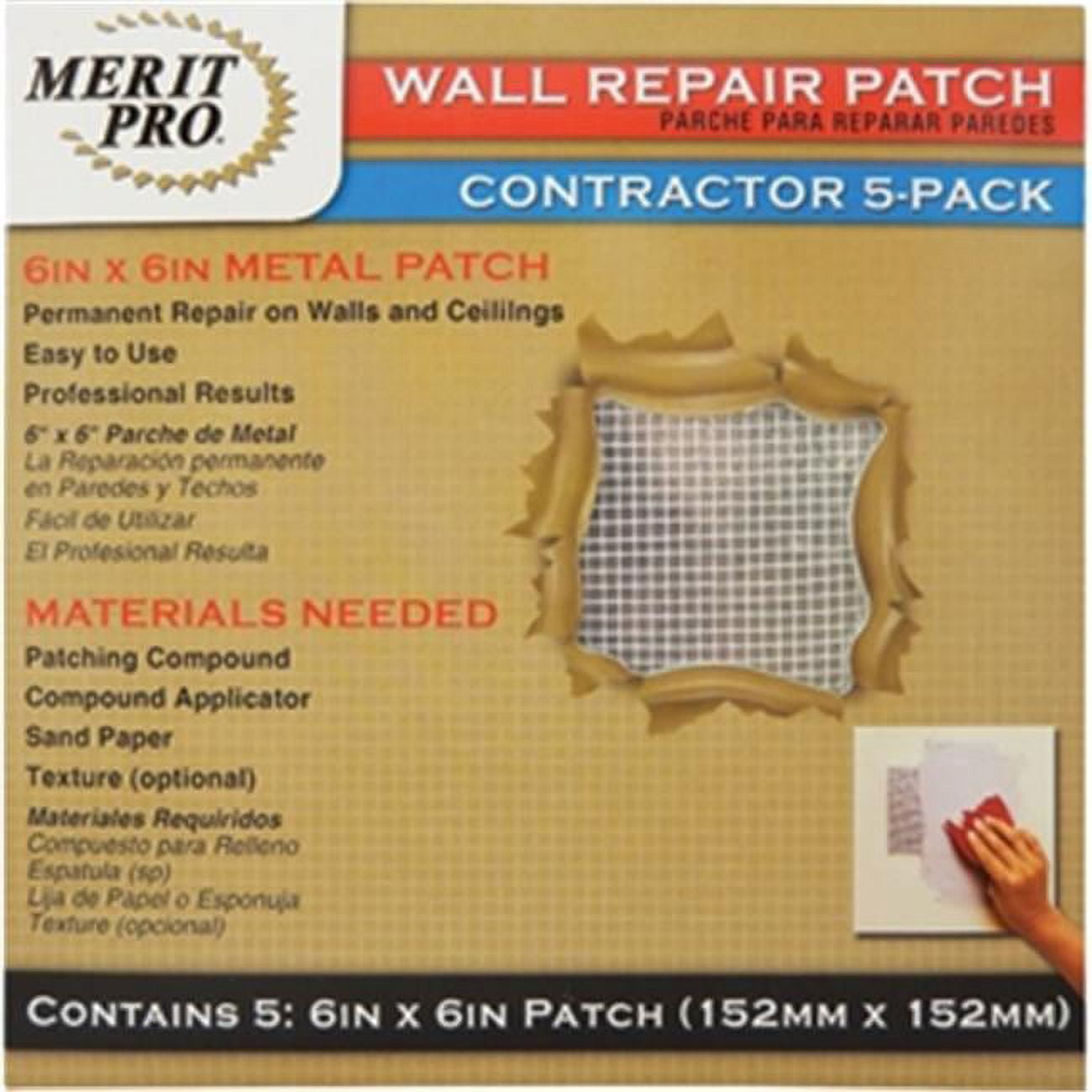 Merit Pro 3220 6 x 6 in. Contractor Wall Repair Patch - 5 Pack ...