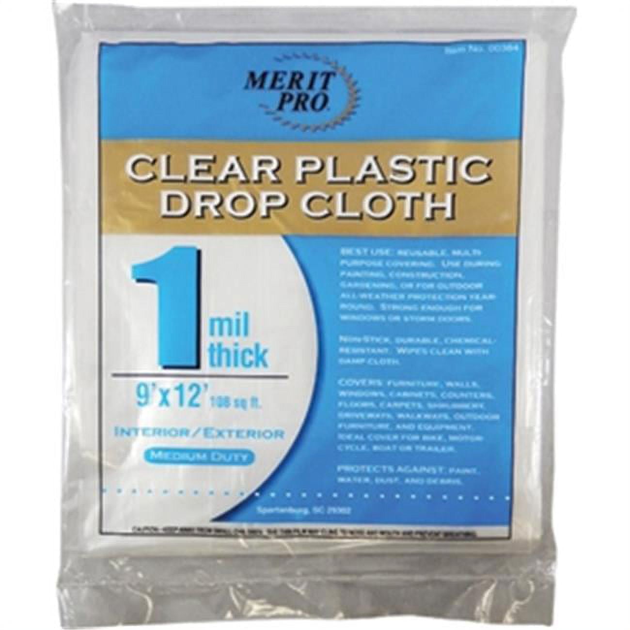 Merit Pro 384 9 x 12 ft. 1 mil. Dynamic Plastic Drop Cloths Flat Pack ...