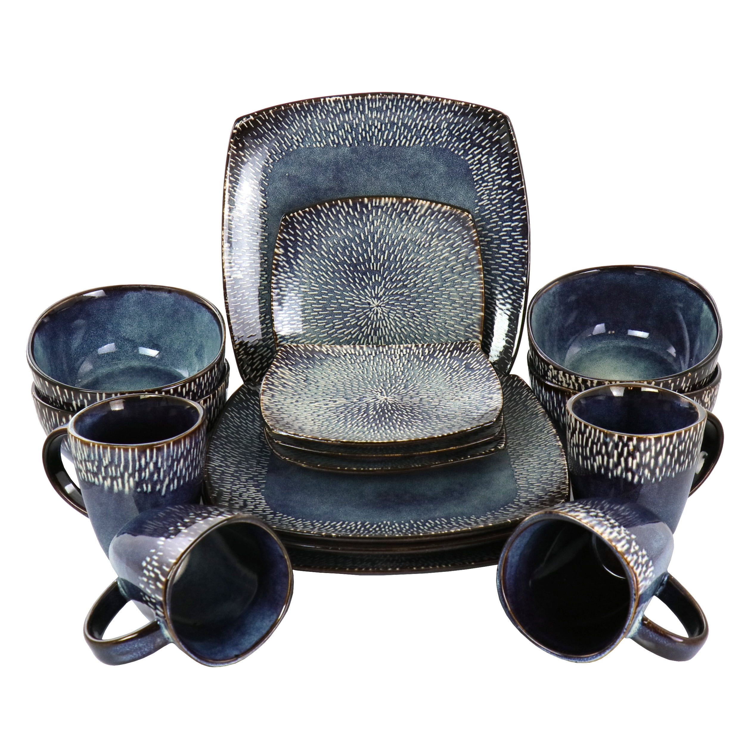 Meritage 16 Piece Stoneware Dinnerware Set in Blue (Service for 4 ...