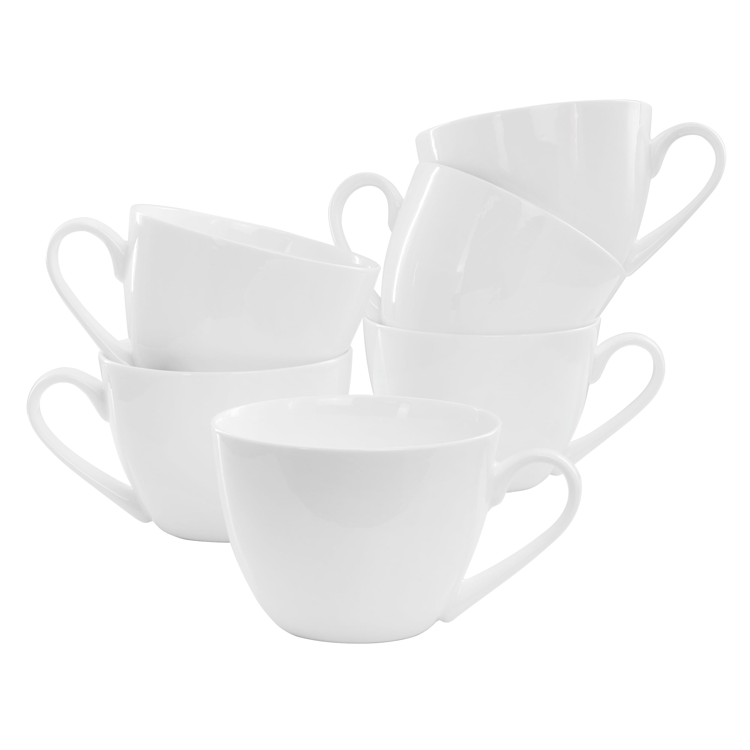 Meritage 6 Piece 16 Ounce Round Bone China Latte Mug Set in White ...