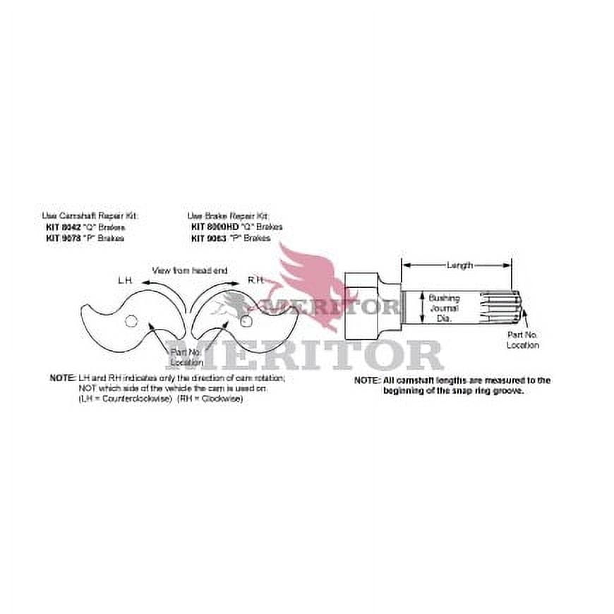 Meritor 2210X5354 Air Brake S Camshaft Lh - Walmart.com