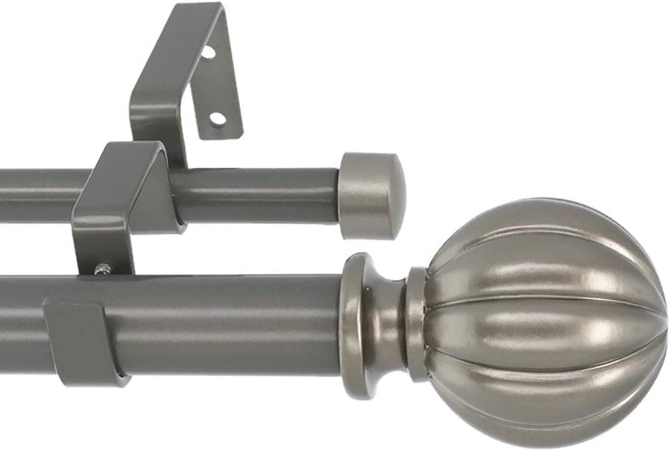 Meriville 1-Inch Diameter Double Window Treatment Curtain Rod, Fluted ...