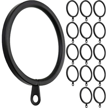 Cafe-Appropriate Curtain Rings with Clips, Matte Black, 25 Pack Metal ...