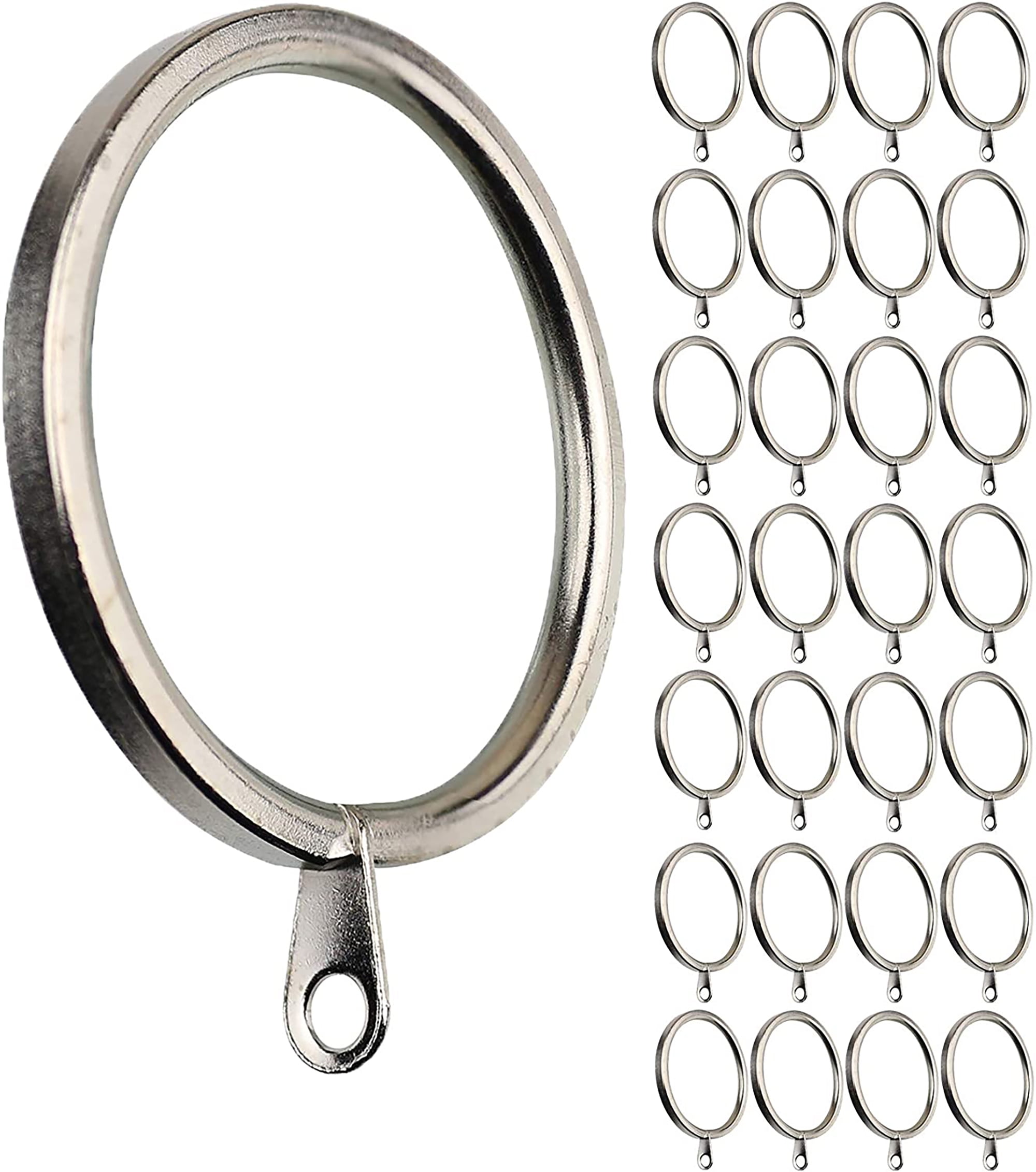 Meriville 28 pcs Satin Nickel 1.5-Inch Inner Diameter Metal Curtain ...