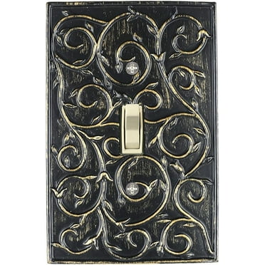 Meriville French Scroll Wall Electric Decorative Plate, 2 Toggle ...