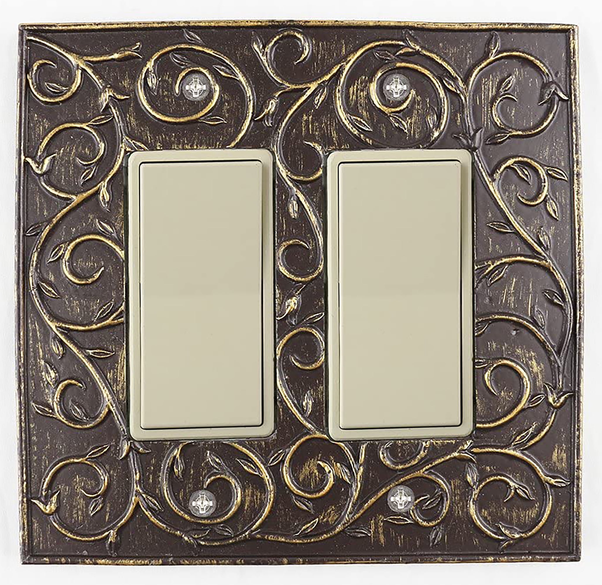 Meriville French Scroll 2 Rocker Wallplate, Double Switch Electrical ...