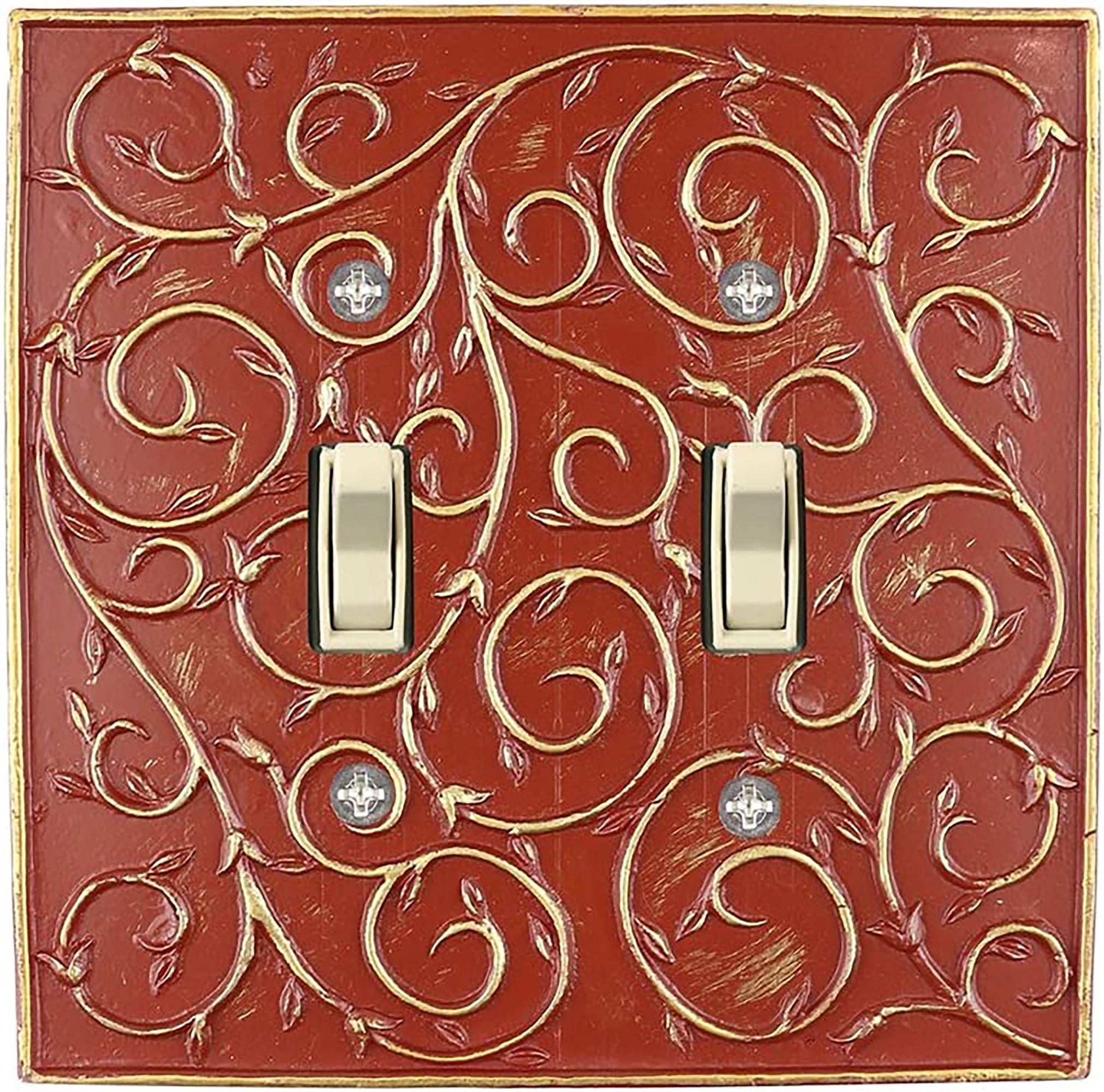 Meriville French Scroll 2 Toggle Wall Electric Plate, Parisian Red with ...
