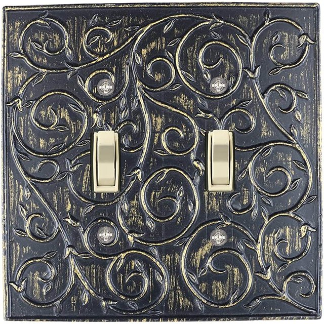 Meriville French Scroll Wall Electric Decorative Plate, 2 Toggle ...