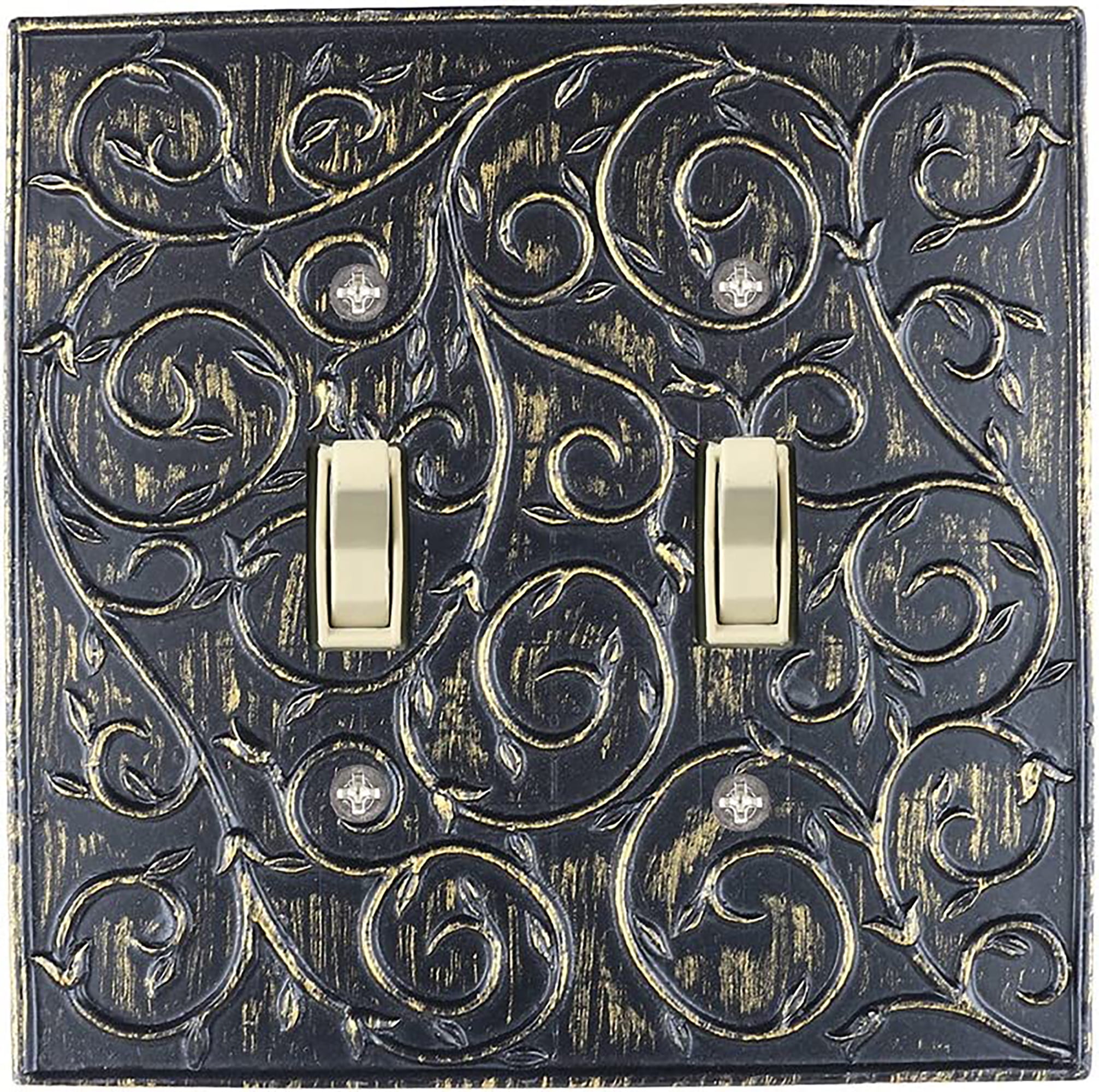 Meriville French Scroll 2 Toggle Wallplate, Double Switch Electrical ...