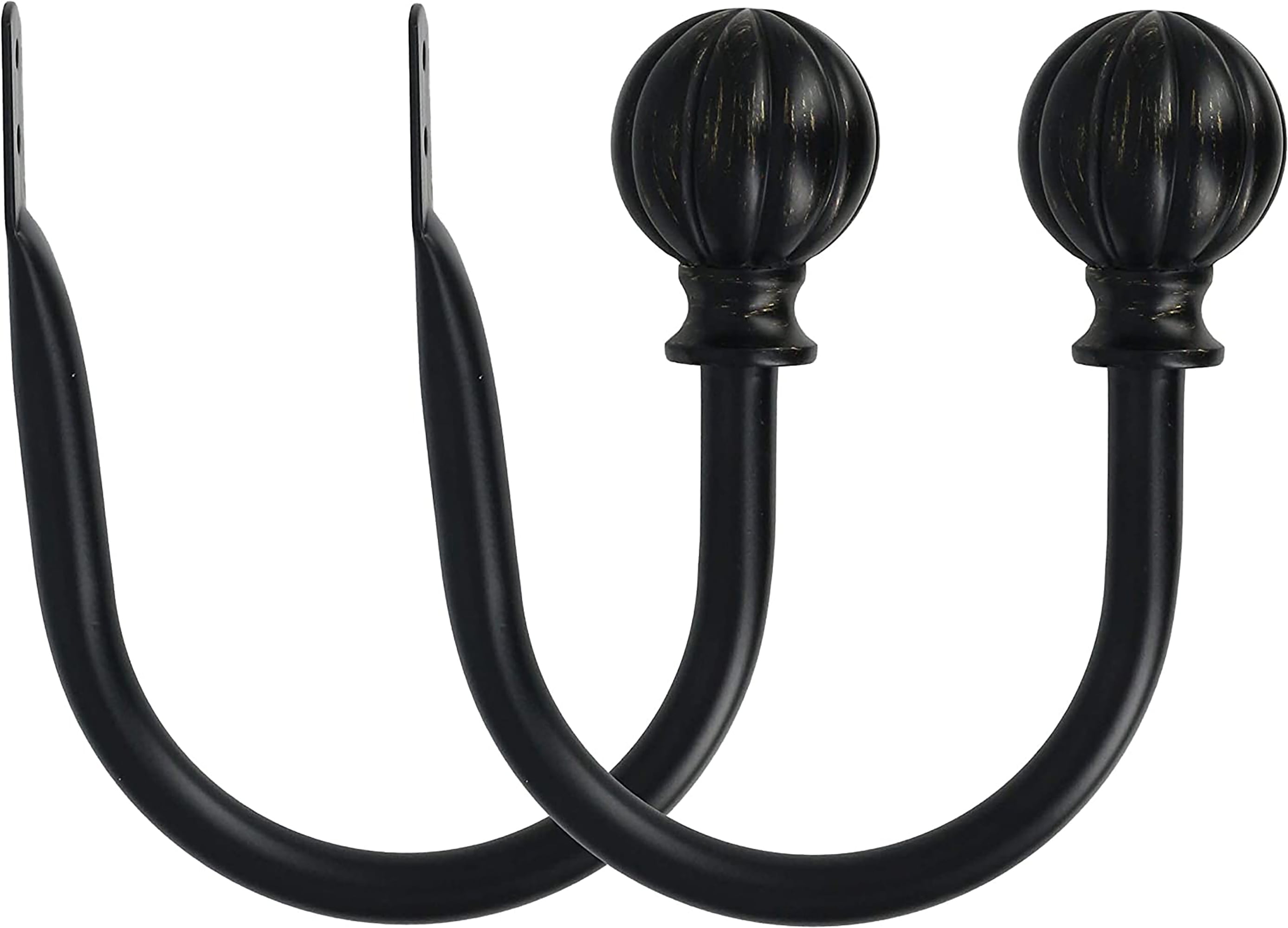 Meriville Set of 2 Decorative Fluted Ball End Window Curtain Holdbacks ...
