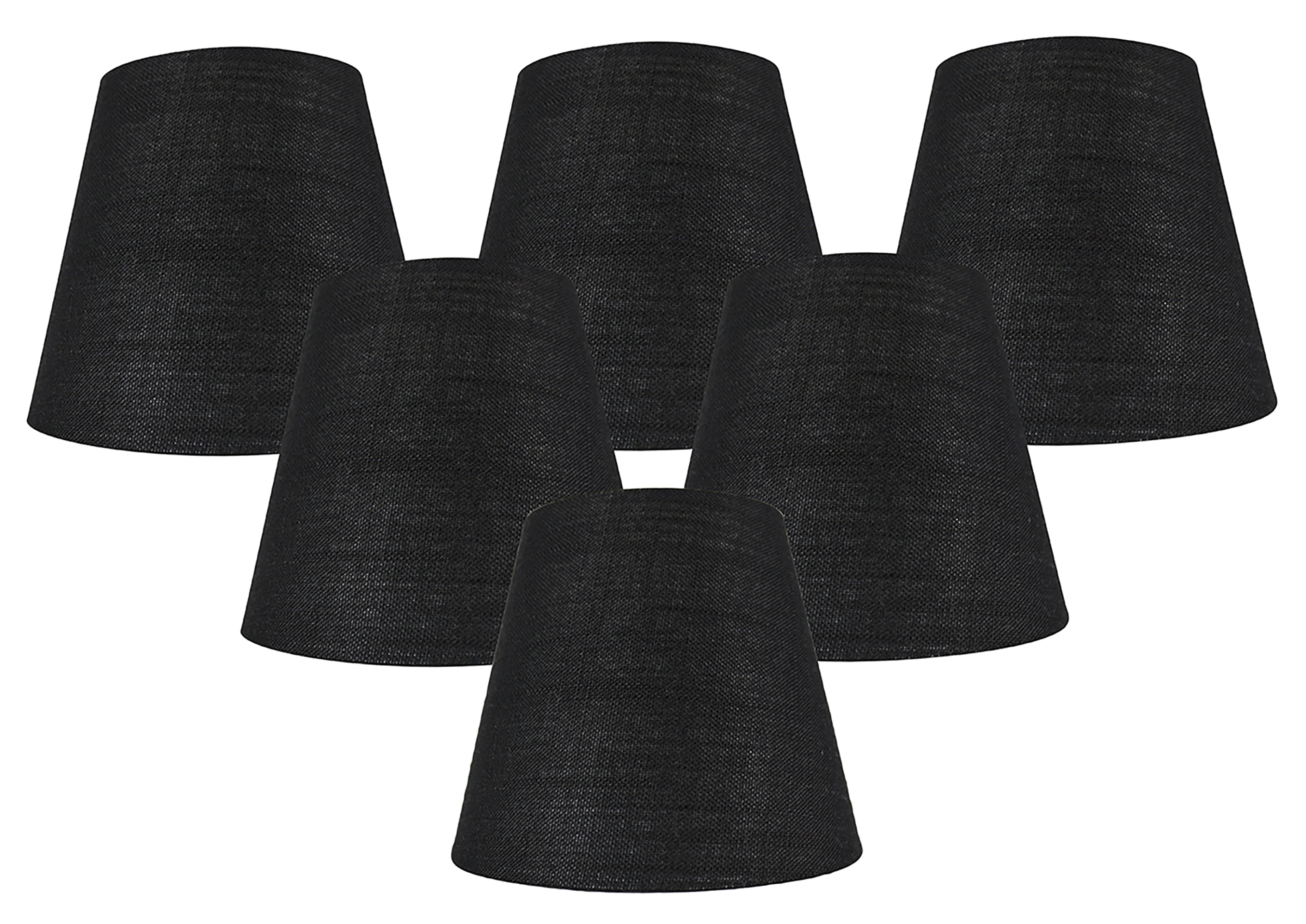 Meriville Set of 6 Black Linen Clip On Chandelier Lamp Shades, 4-inch ...
