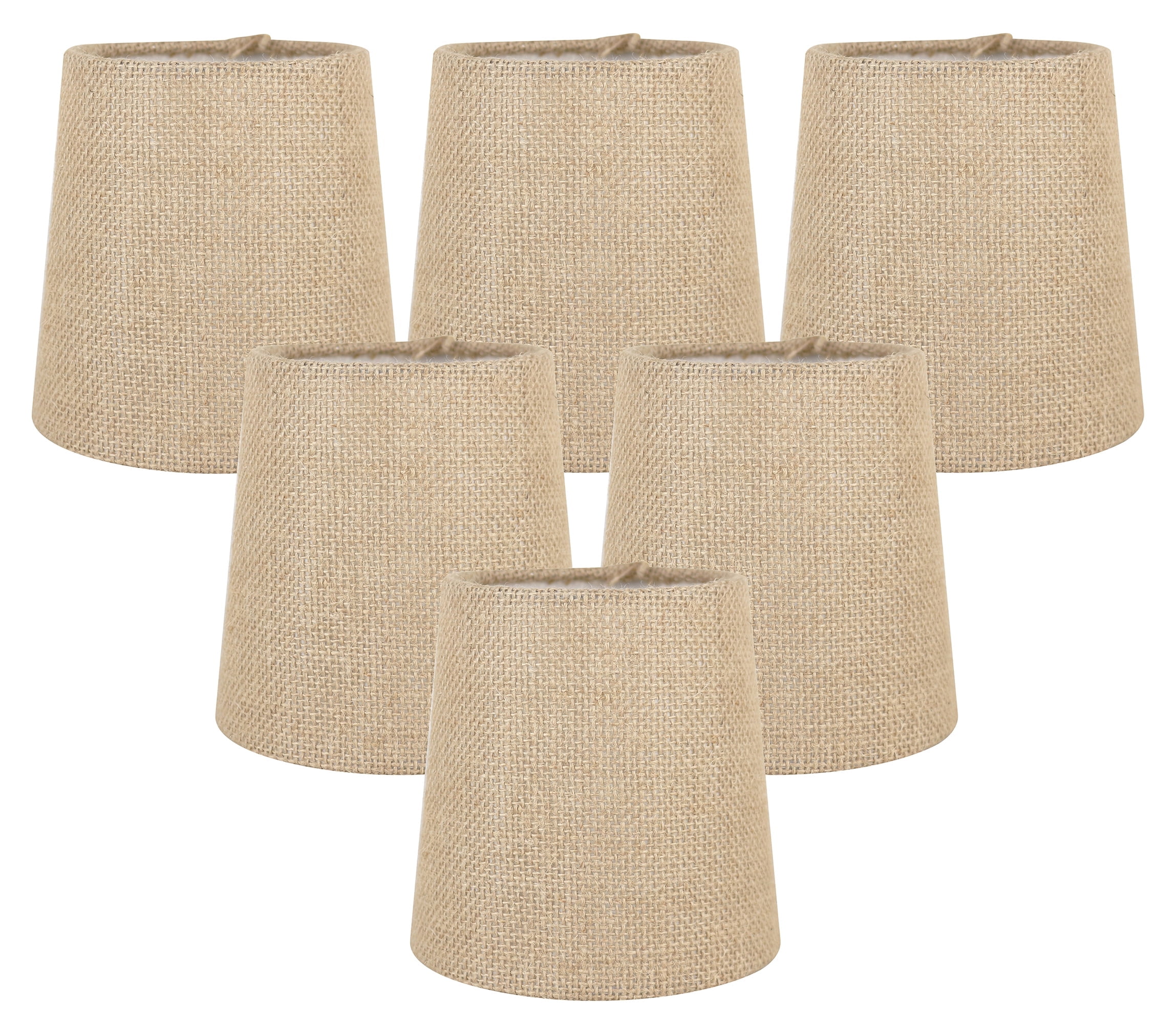 Meriville Set of 6 Natural Burlap Clip On Chandelier Lamp Shades, 4 ...