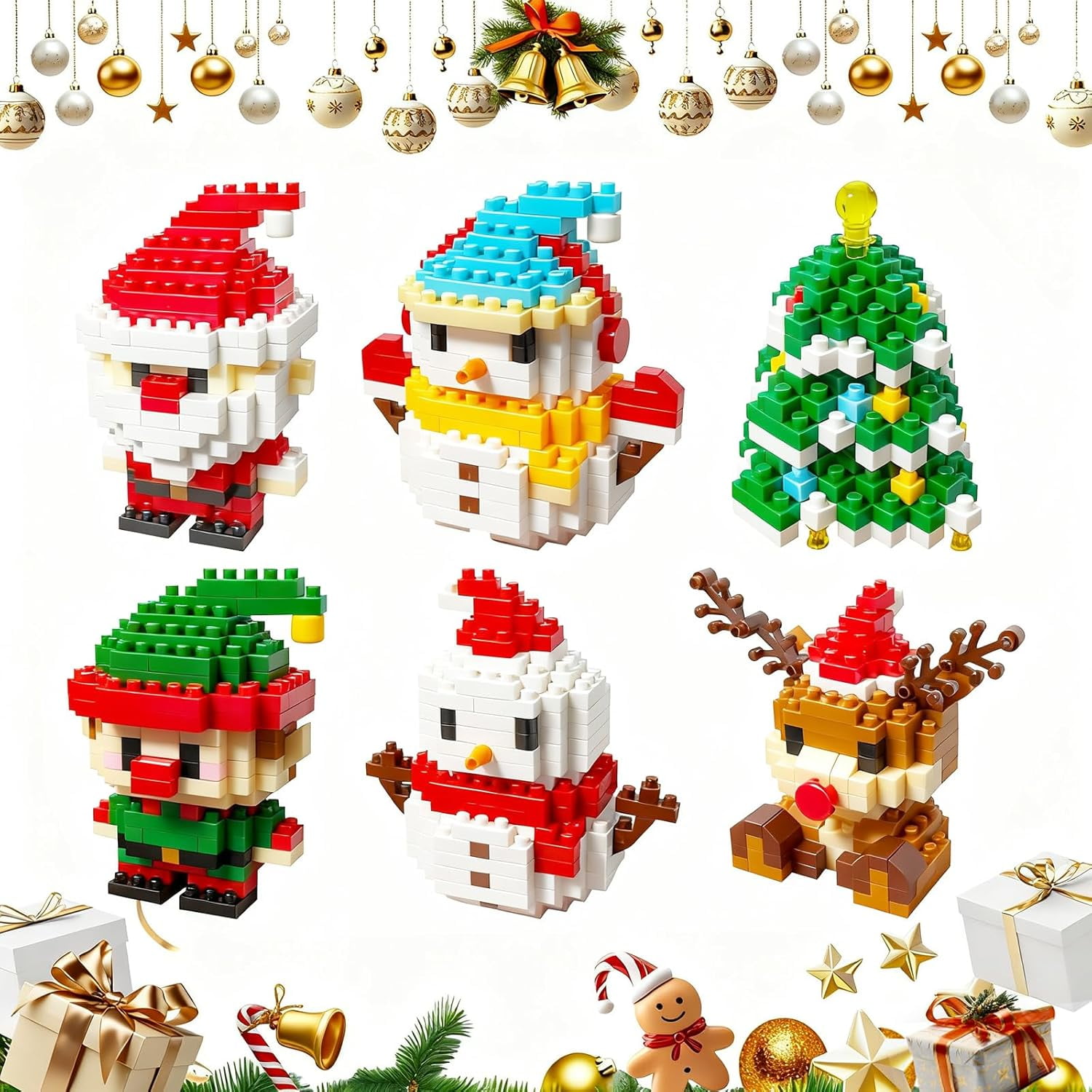 Meriwond Santa Building Blocks Set, 6PCS Christmas Building Blocks ...
