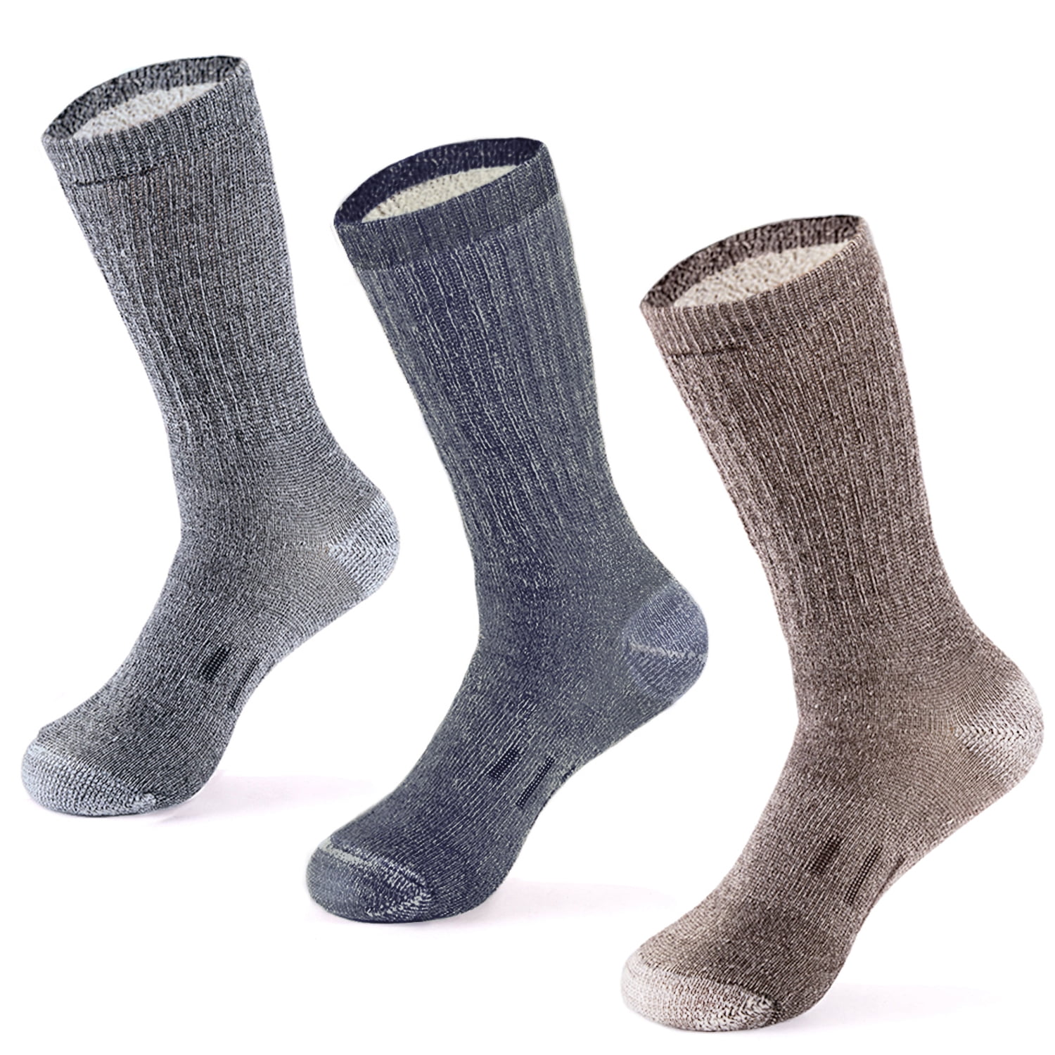 MERIWOOL Lightweight 3 Pairs Merino Wool Blend Crew Boot Socks Pack ...