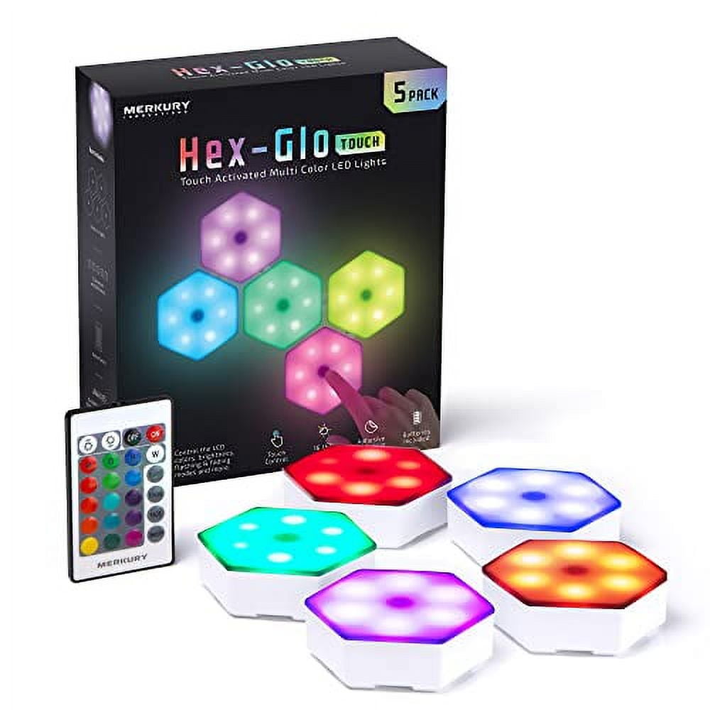 Merkury Innovation Touch Activated Multi Color LED Hex Lights, Remote ...