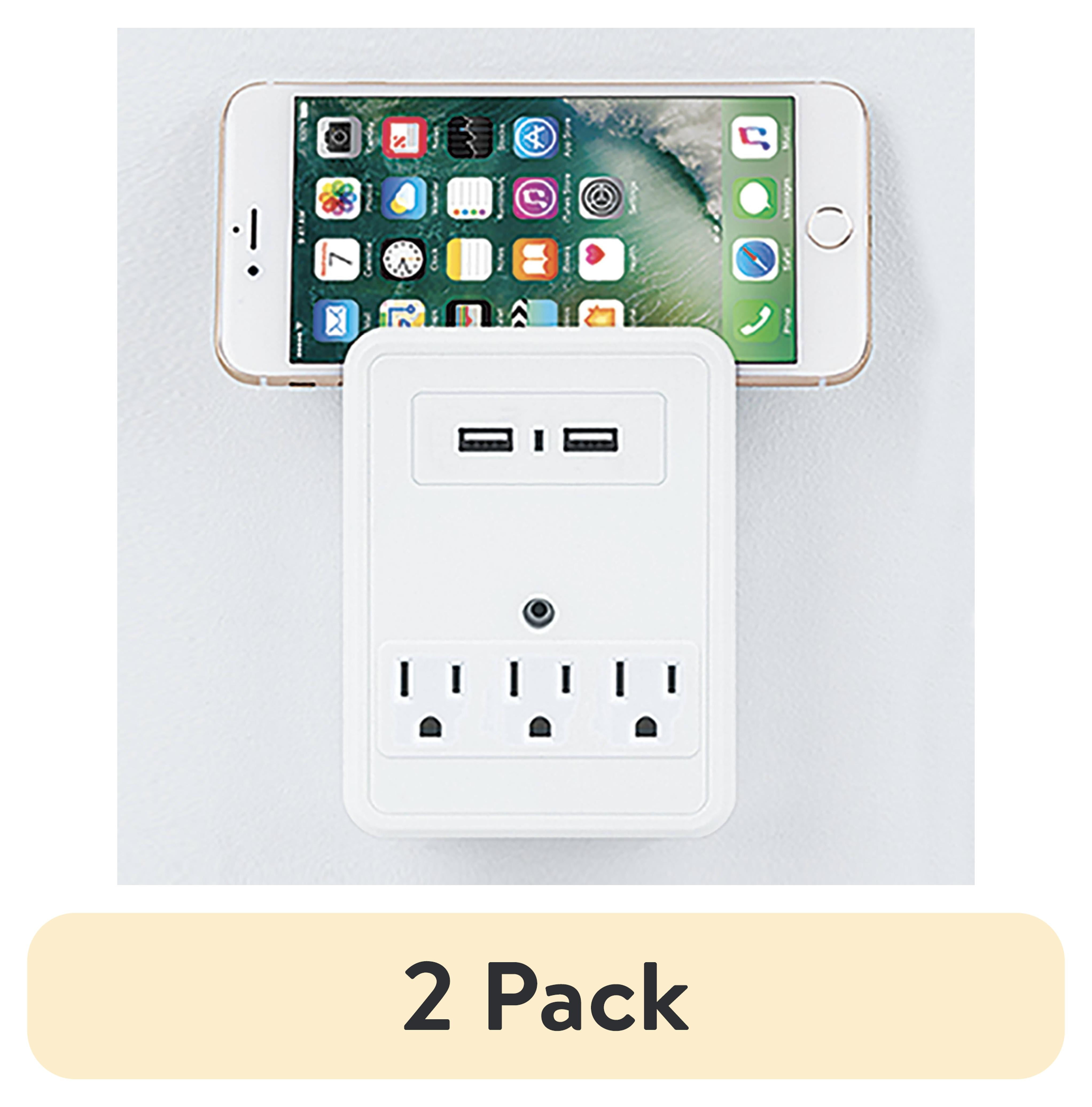 (2 pack) Merkury Innovations 3.1 Amp USB Wall Charger 3-Outlet Extender ...