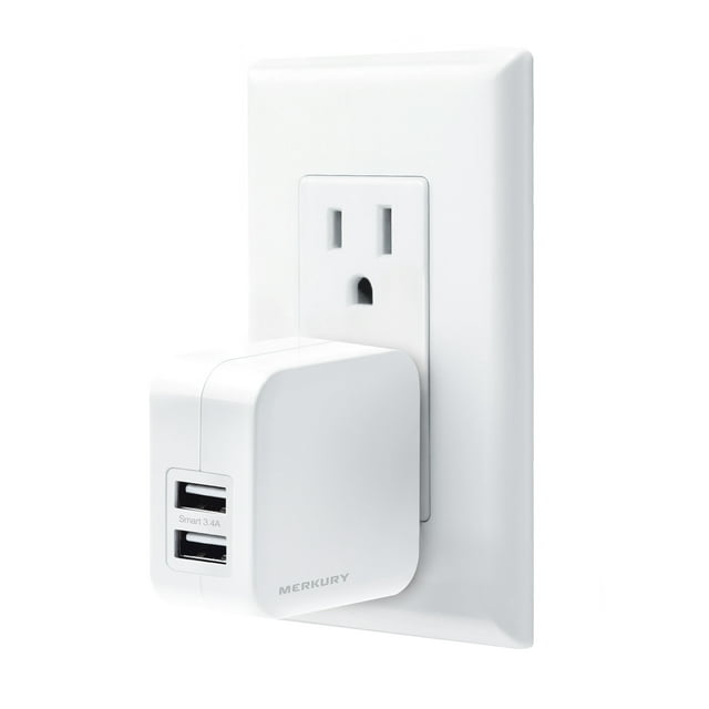 Merkury Innovations 3.4 Amp 2 USB Wall Charger, White - Walmart.com