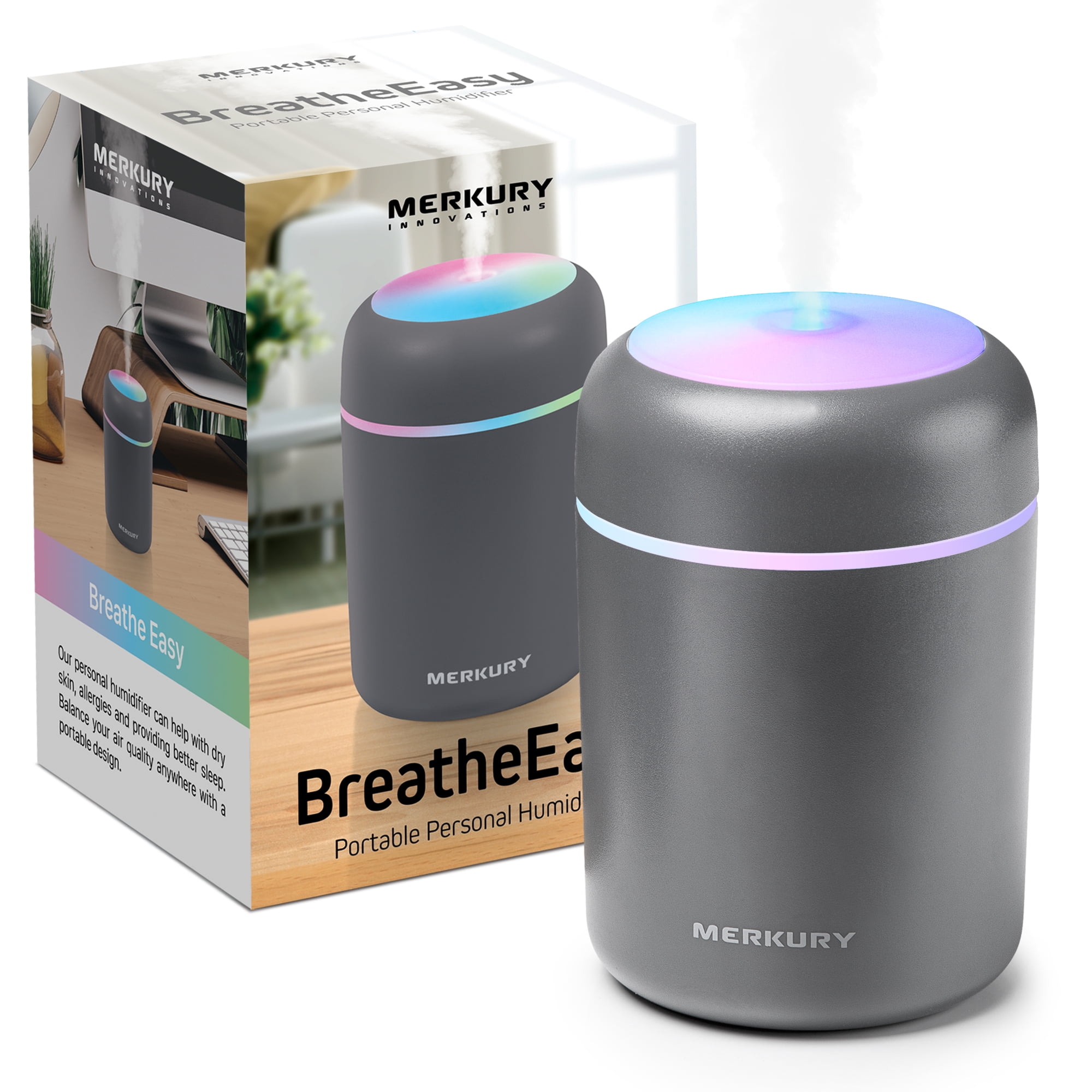 Merkury Innovations Breathe Easy Portable Personal Humidifier, USB ...