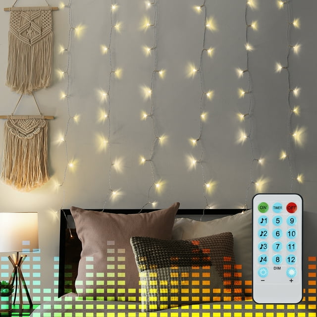 Merkury Innovations Warm White LED Curtain Lights with Wireless ...