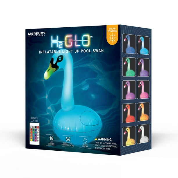 Merkury Innovations H2GLO Inflatable LED Swan Pool Float with Remote ...