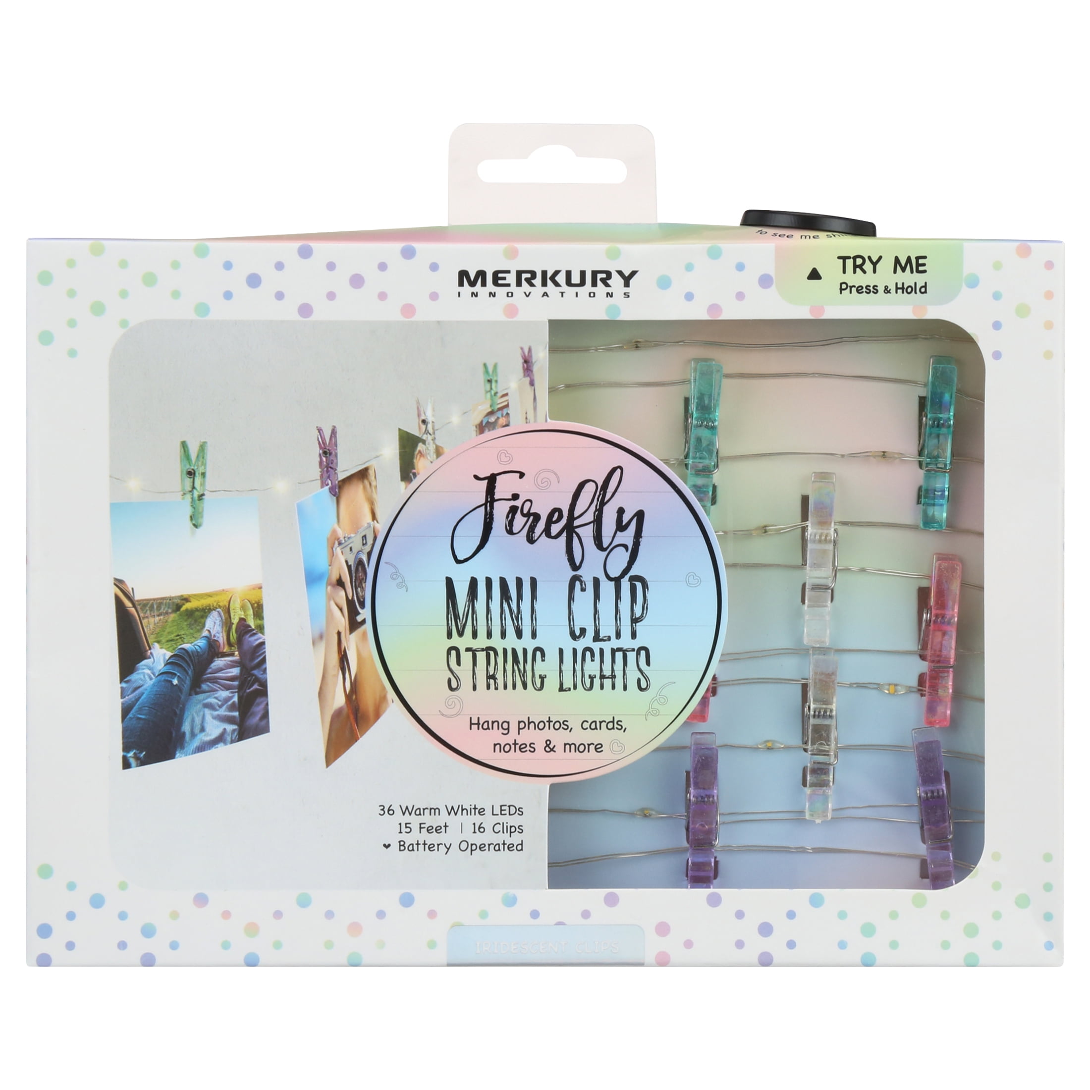 Merkury Innovations Iridescent Clip Firefly Lights, 15ft, Indoor or ...