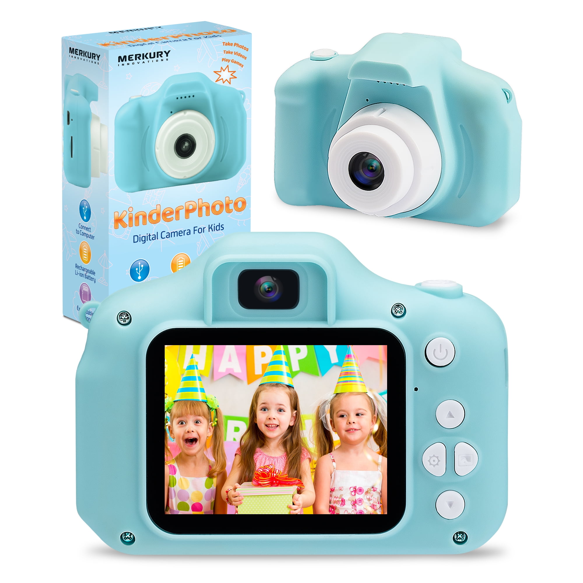 KinderPhoto Digital Camera for Kids - Blue, 3MP, 1080P Video, Games ...