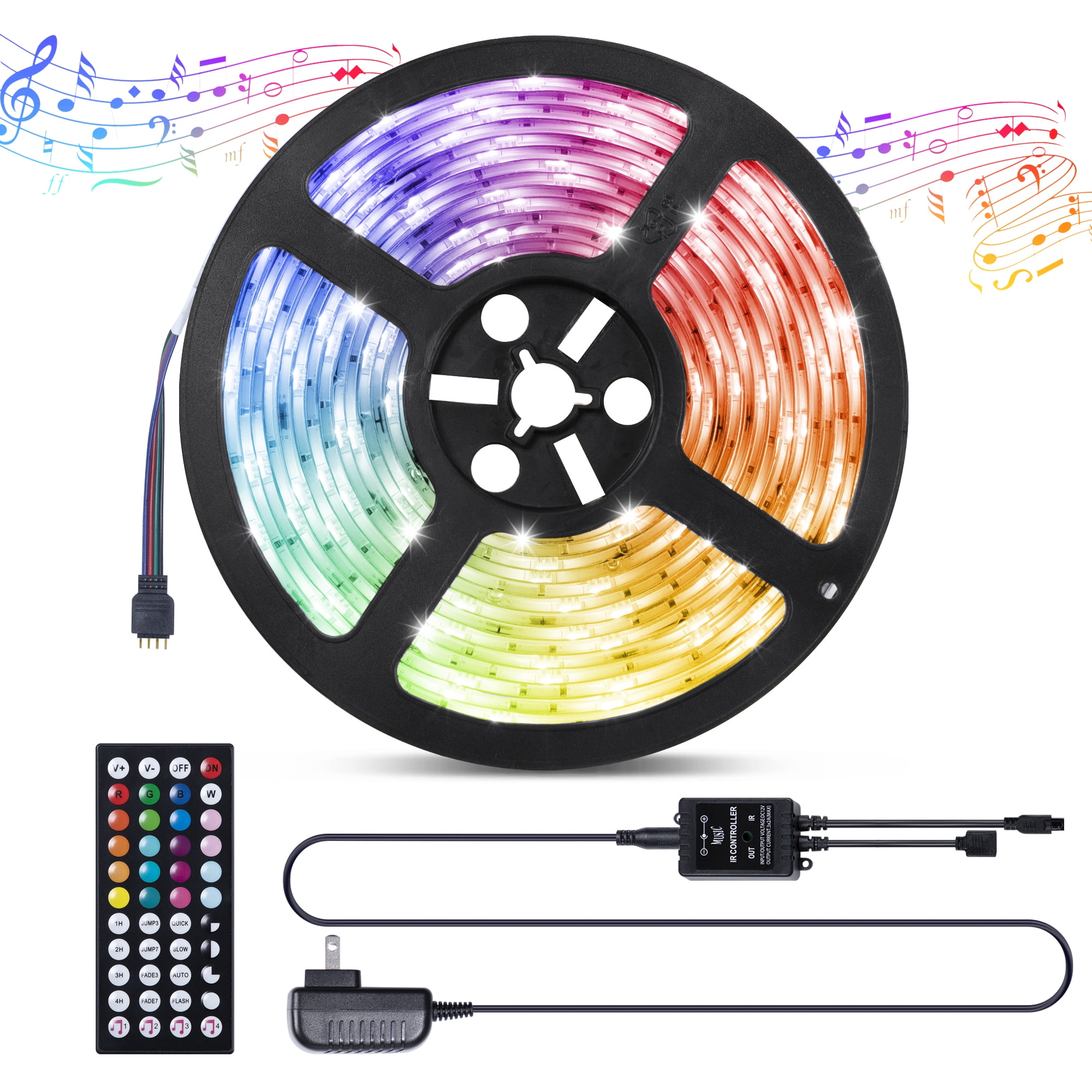 Merkury Innovations RGB LED Sound Sync Adhesive Strip Lights with ...