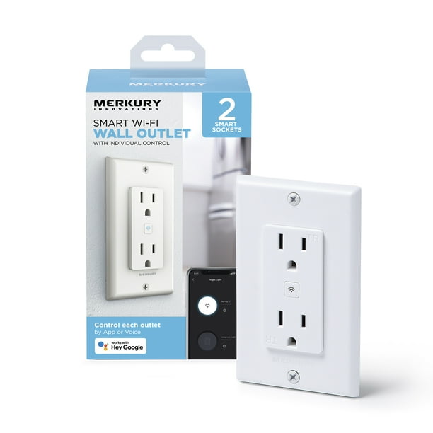Merkury Innovations Smart Wi-Fi In Wall Outlet with Voice Control ...